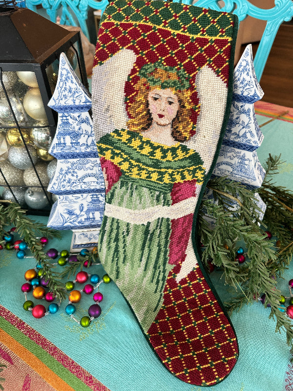Vintage Needlepoint Stocking, Christmas Angel – The House of Hanbury