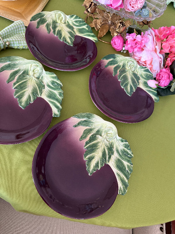 Vintage Fitz and Floyd Plates, Le Marche', Purple Leaf Plates, Salad S ...